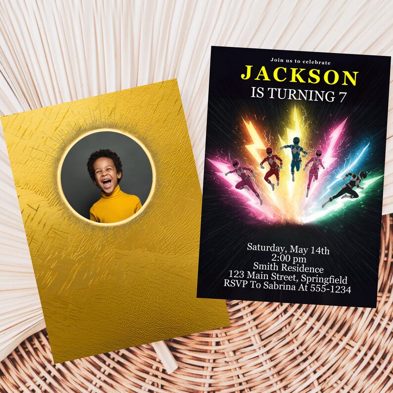 Personalized Power Rangers Birthday Card, Red Power Ranger Invite ...