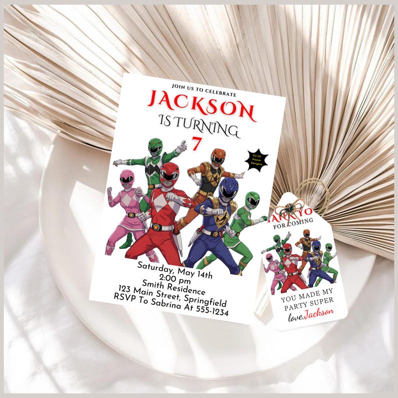Printable Power Rangers Birthday Card, Red Power Ranger Invite, Digital ...