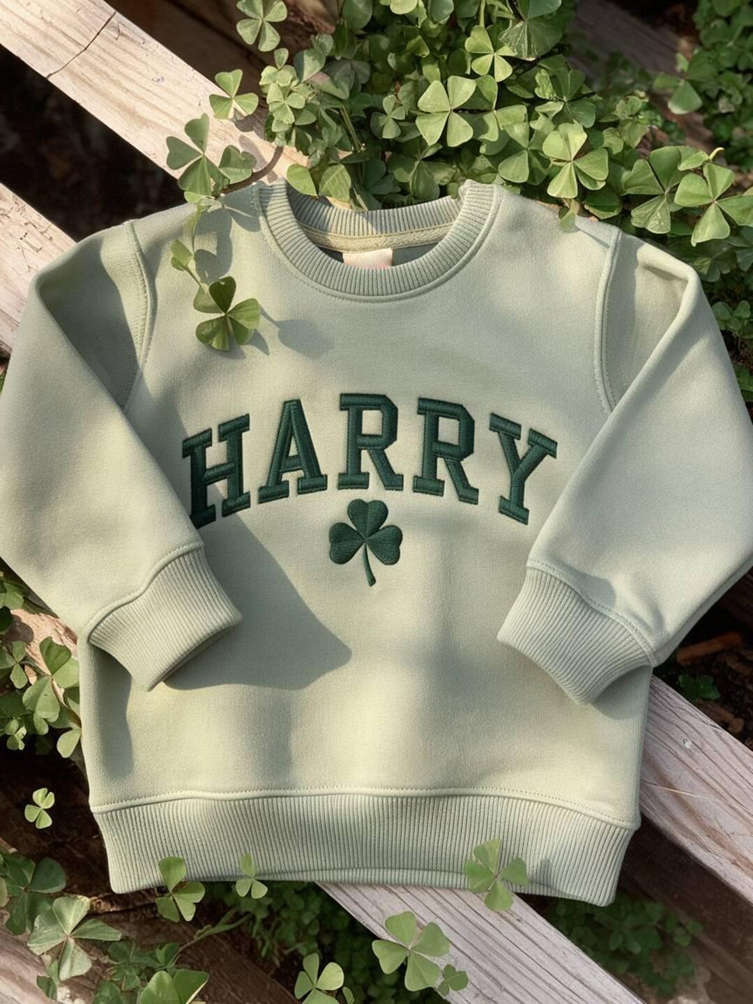 Personalized Shamrock Embroidered Sweatshirt, Personalized Name St ...