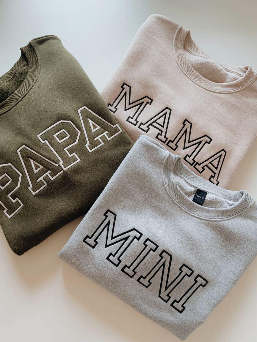 Embroidered Sweatshirt Family Personalized, Family Sweatshirts, Mom Dad ...