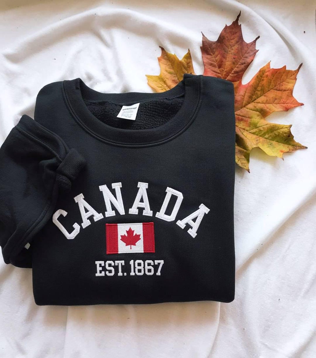 Embroidered Canada Flag Sweatshirt, Unisex Crewneck Pullover - Etsy