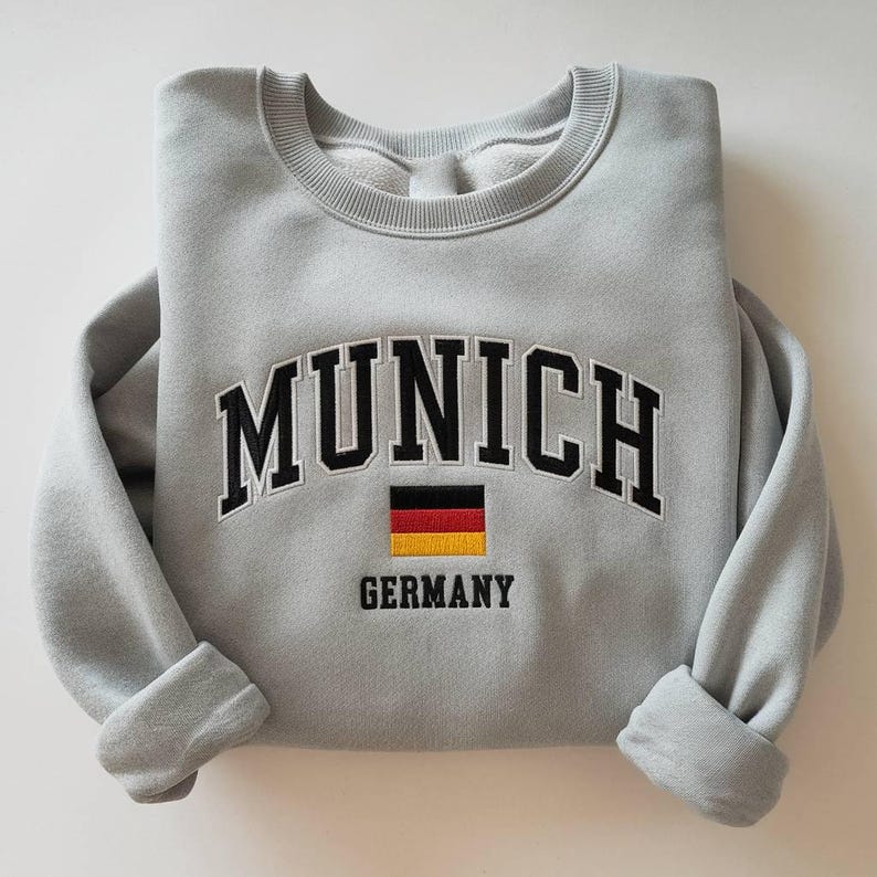 Munich Germany Embroidered Sweatshirt, Embroidered City Crewneck ...
