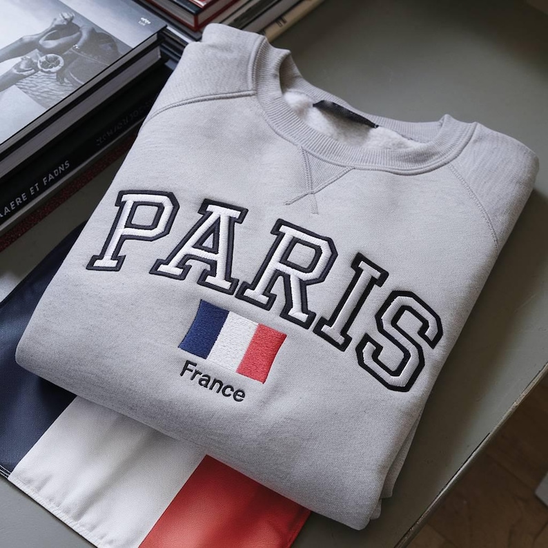 Paris France Embroidered Sweatshirt, Embroidered City Crewneck, France ...