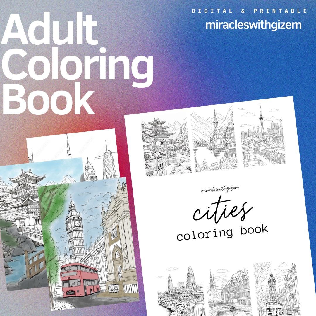 Printable City Coloring Book - World Cities Edition | Adult Coloring ...