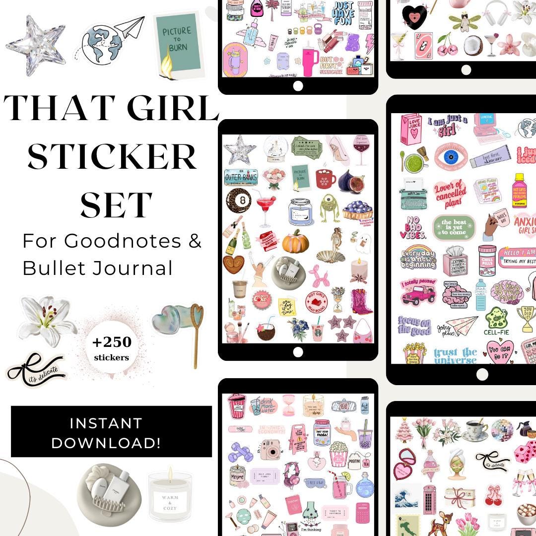 That Girl Sticker Set – 250+ Aesthetic Digital Stickers for Goodnotes ...