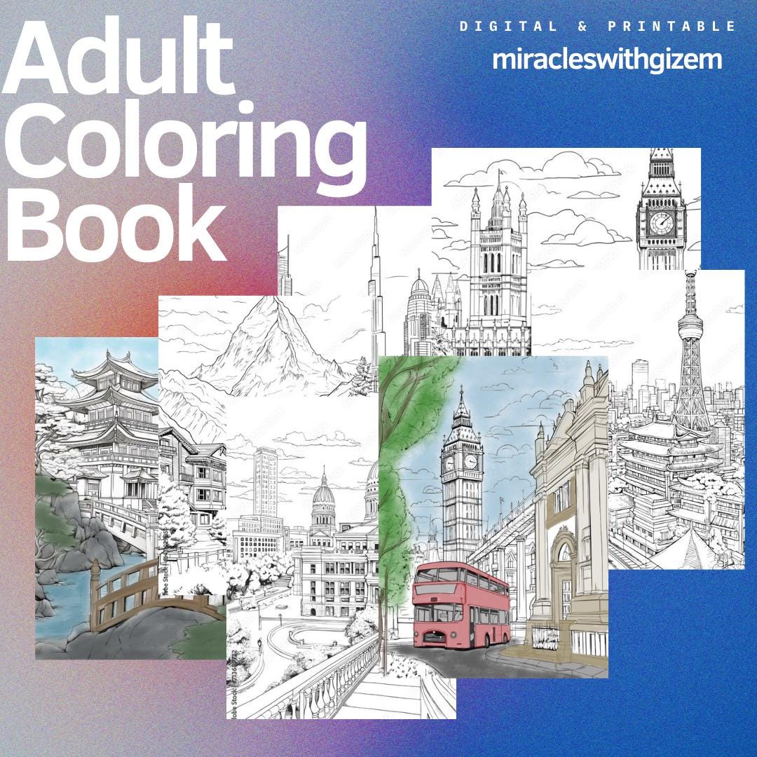 Printable City Coloring Book - World Cities Edition | Adult Coloring ...