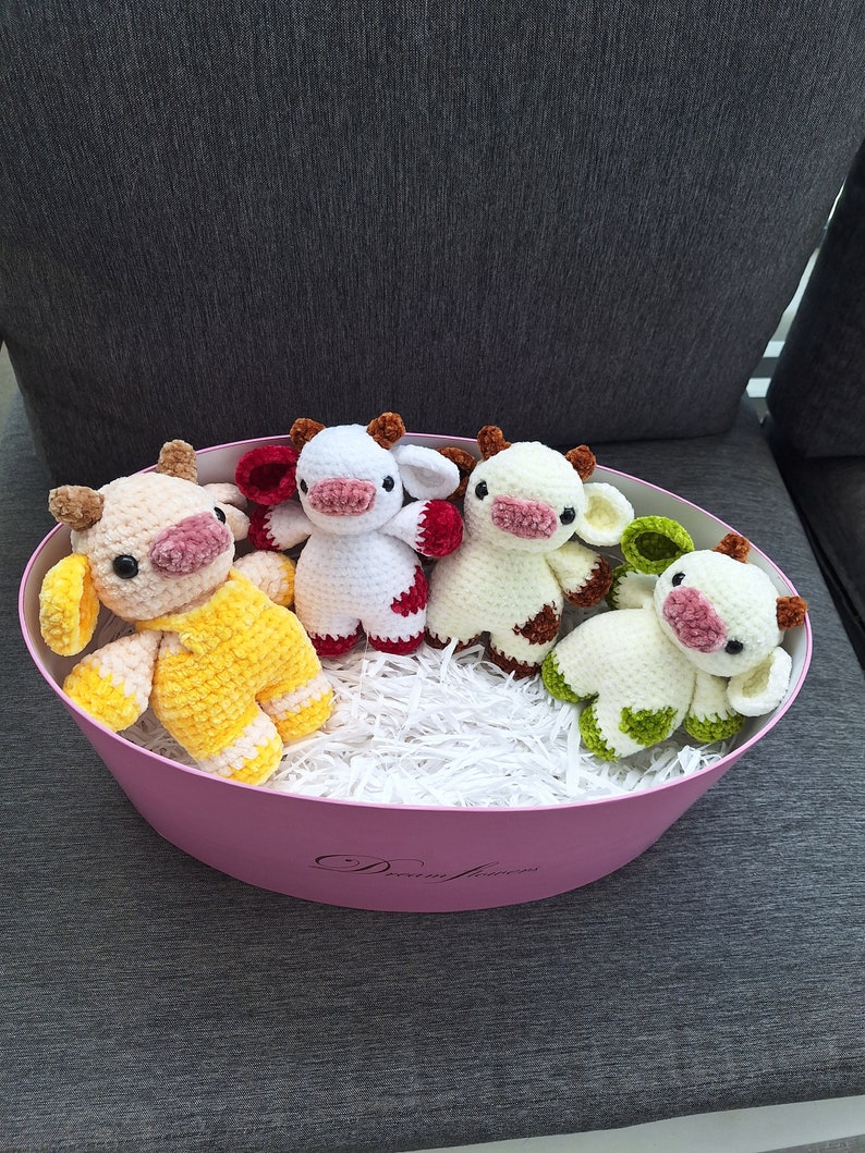 Handmade Crocheted Amigurumi Chubby Cow Plushy - You May Choose Your ...