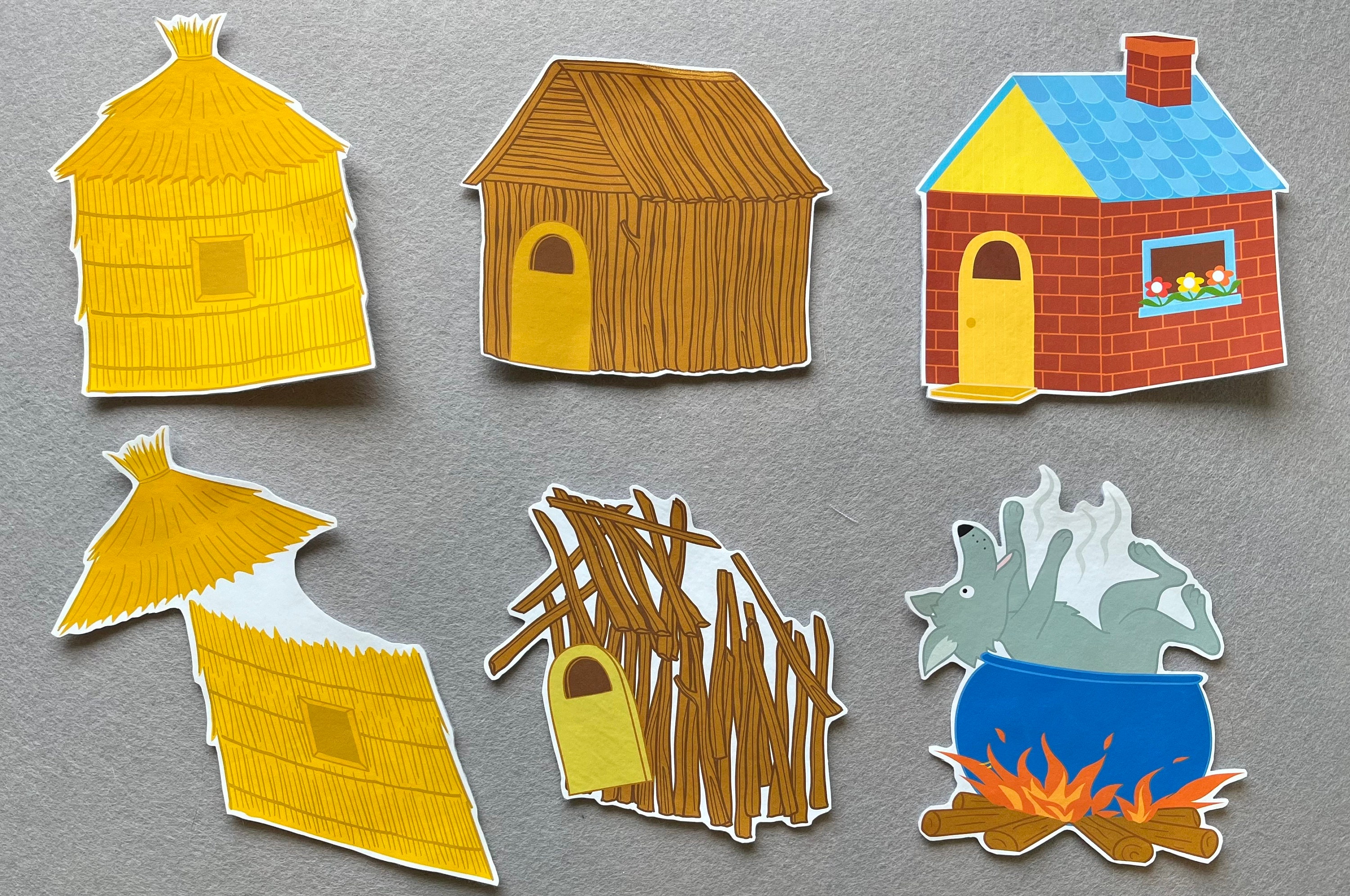 The Three Little Pigs Felt Board Pieces - Etsy