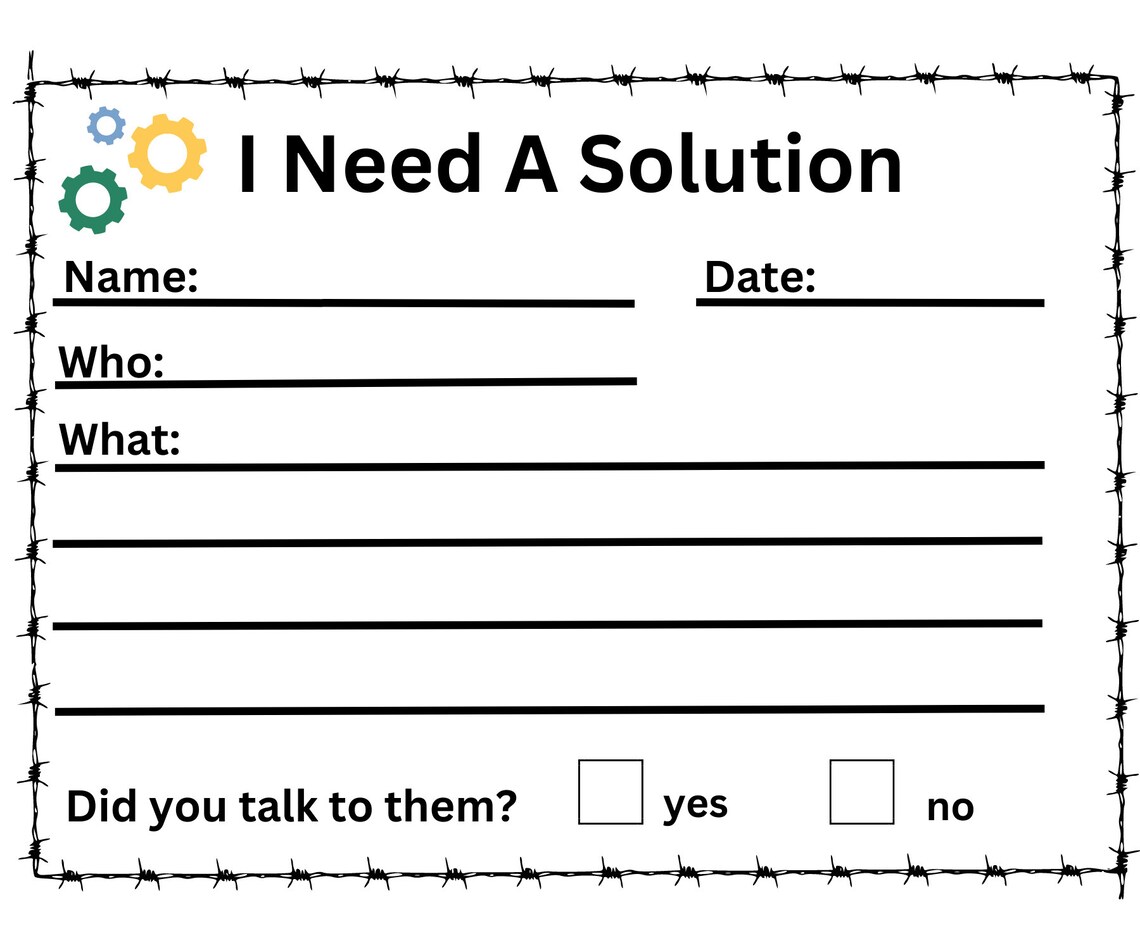New Tattle Form : I Need A Solution Form Printable for Teachers ...
