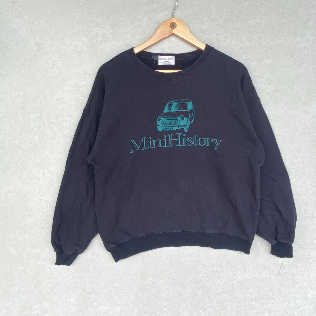 Vintage Rover Mini Cooper Printed Crewneck Sweatshirt Black Color ...