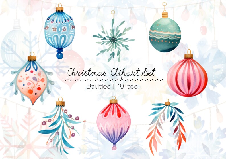 Christmas Baubles Clipart Set Instant Digital Download 18 Pcs. - Etsy
