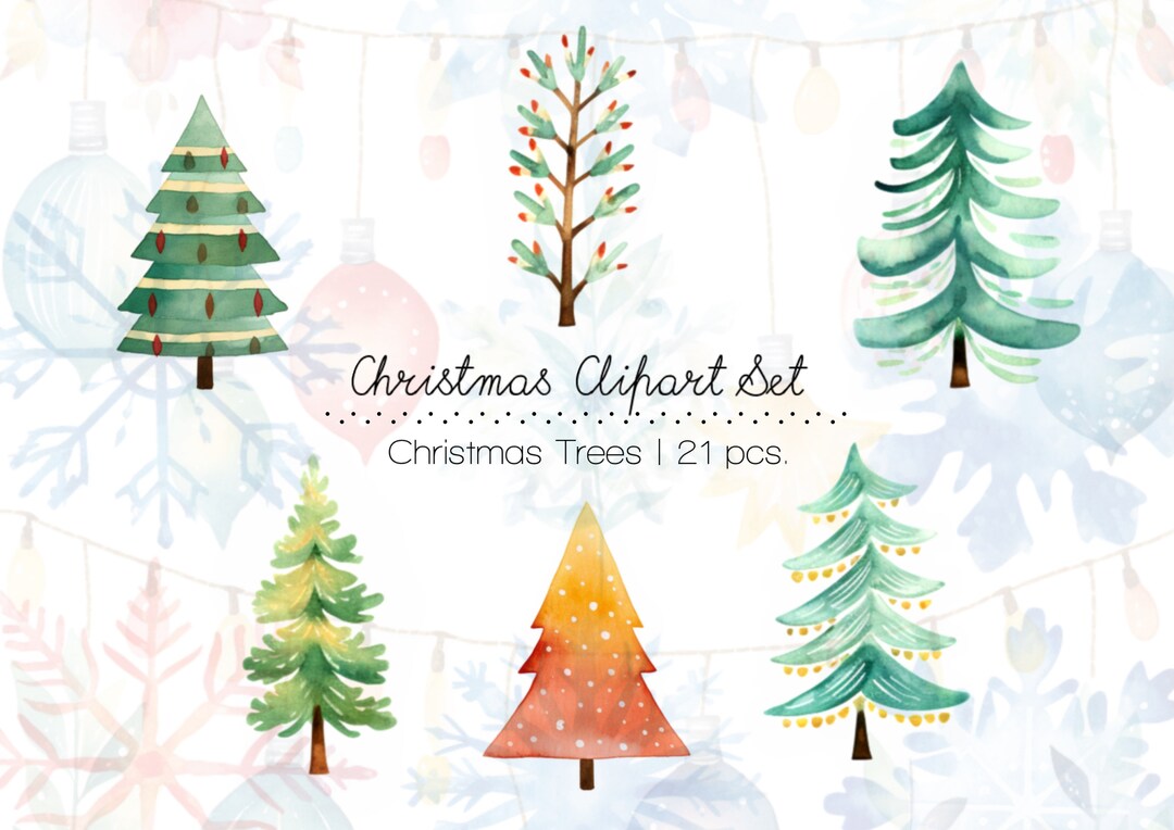 Christmas Trees Christmas Clipart Set Instant Digital - Etsy