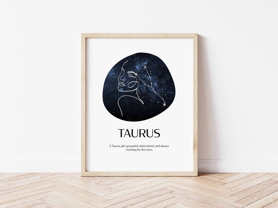 Boho Chic Printable Taurus Girl Zodiac Wall Art, Instant Digital ...