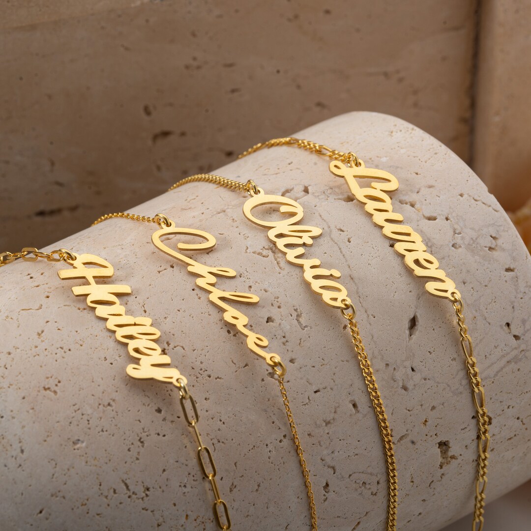 14k Gold Name Bracelet, Custom Name Bracelet, Personalized Name ...