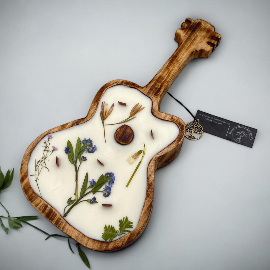 Guitar Shaped Candle Wooden Guitar Musician Gift Acoustic Guitar Candle ...