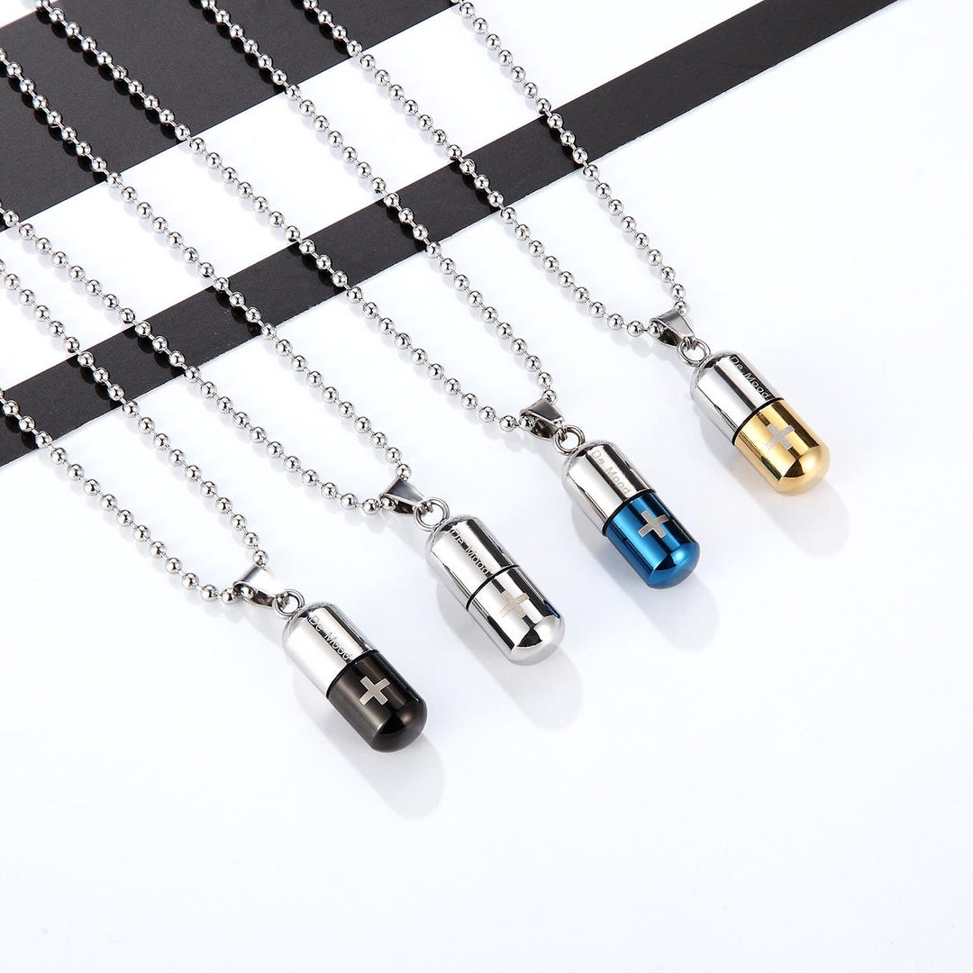 Openable Stainless Steel Pill Capsule Pendant Necklace - Etsy