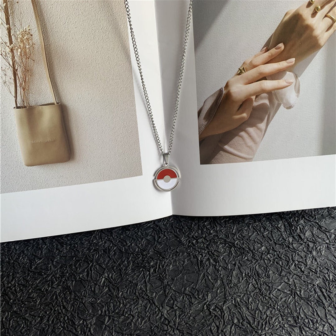 Pokemon Poke Ball Pendant Necklace, Pokemon Pokeball Stainless Steel ...