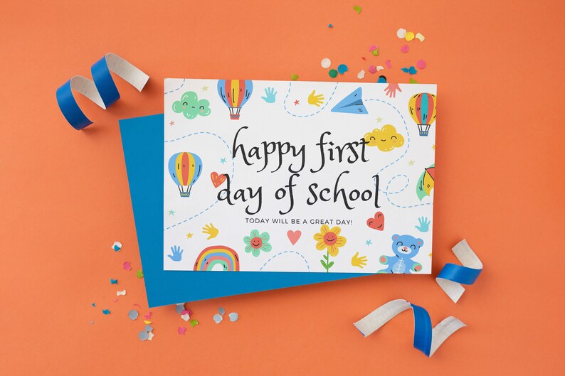 First Day of School Card Happy First Day Card Digital Back - Etsy