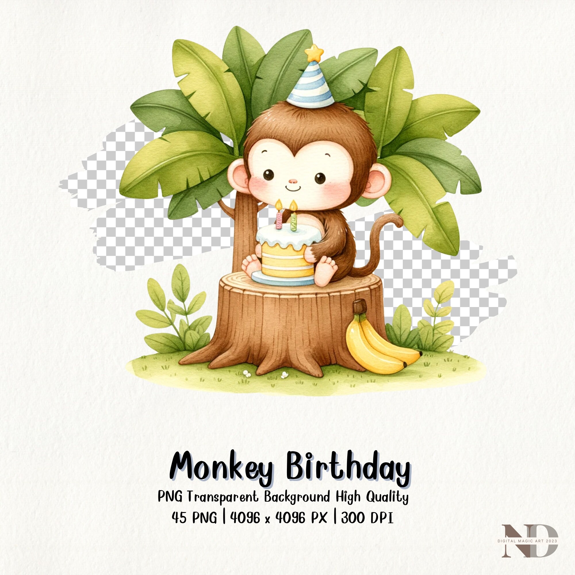 Cute Monkey Birthday Clipart Baby and Kids Birthday Gifts Monkey Lover ...