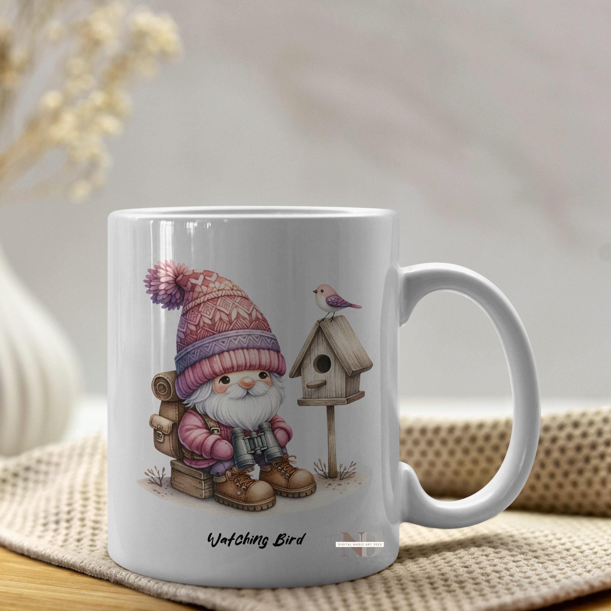 Watercolor Bird Watching Gnome Clipart Cute Gnome PNG Gnome Forest ...