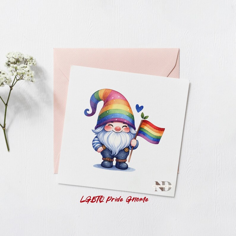 Watercolor LGBTQ Pride Gnome Clipart Rainbow Gnome PNG Couple Gnome ...
