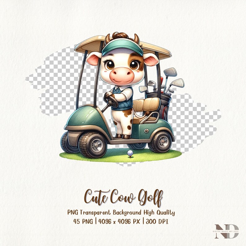 Watercolor Golf Clipart Golf Cow Player PNG Cow Clipart Game Day PNG ...