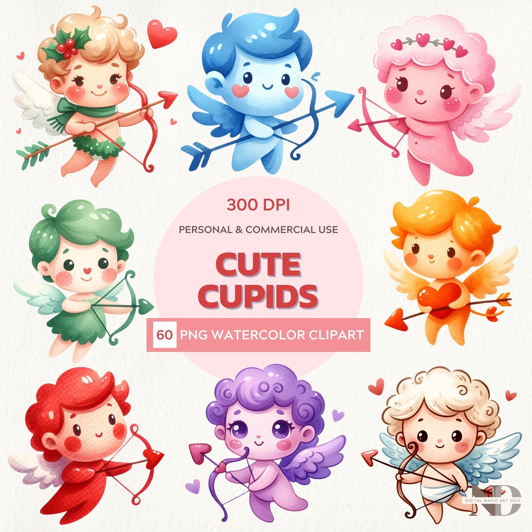 Watercolor Cute Cupid Clipart Cupid PNG Cupid Clipart Valentine Clipart ...