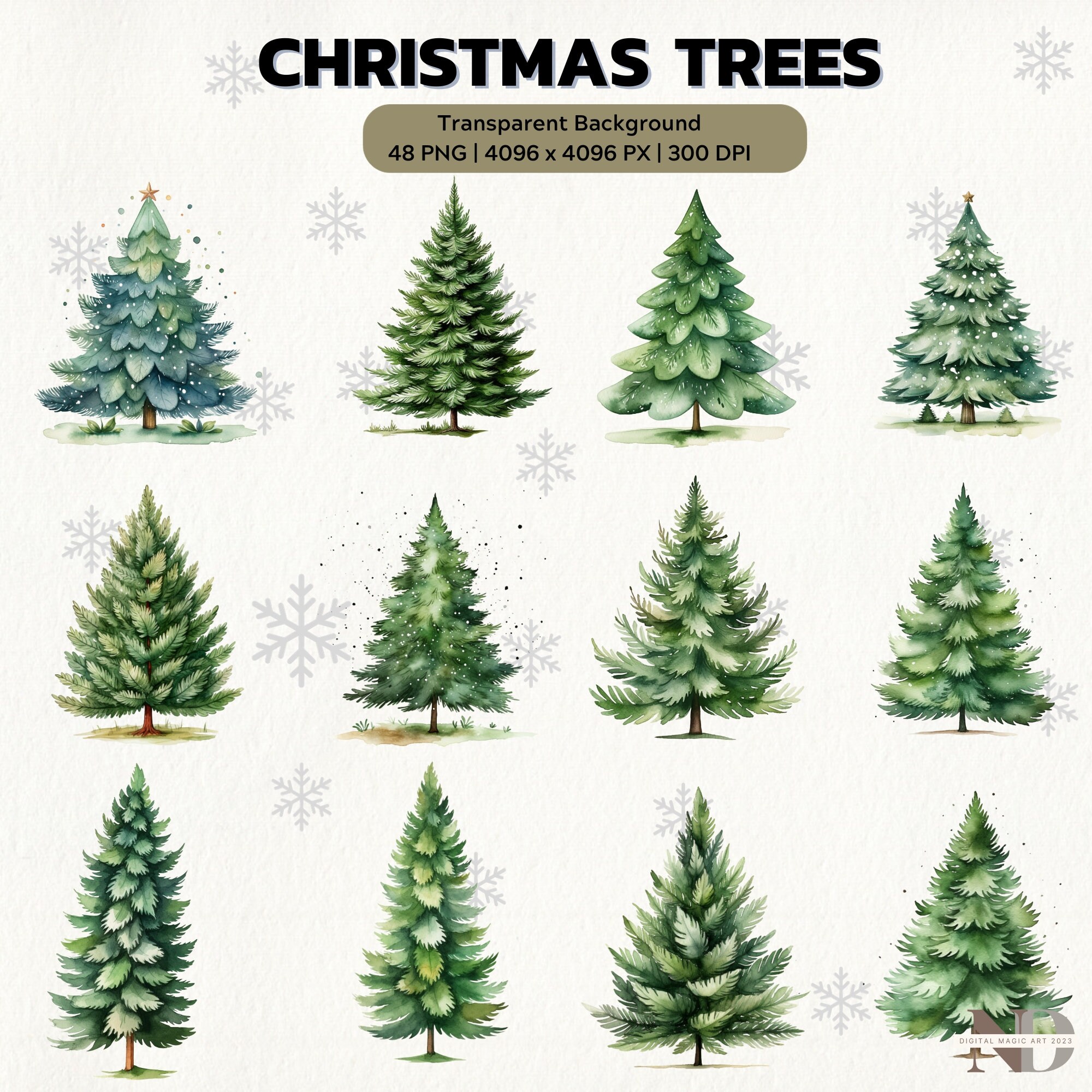 Watercolor Christmas Tree Clipart Tree PNG Christmas Decor Christmas ...