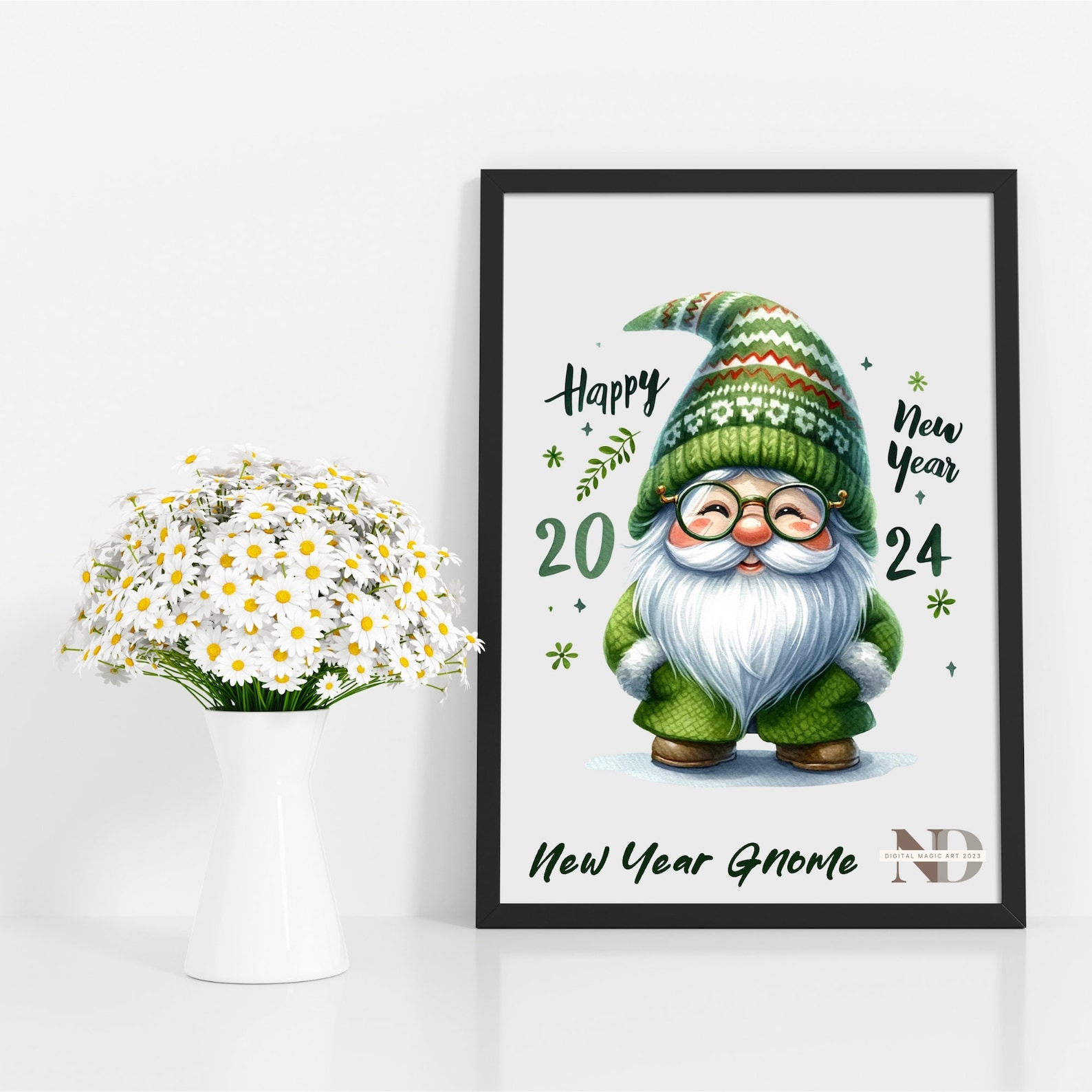 Watercolor New Year Gnome Clipart 2024 Happy New Year Clipart Cute ...