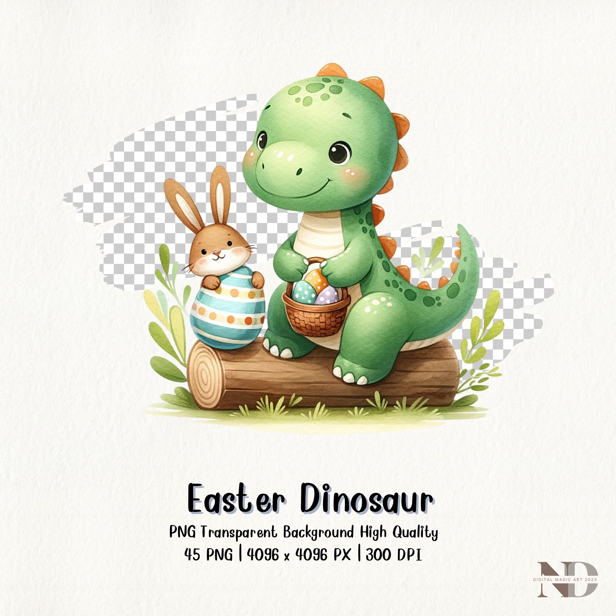 Watercolor Easter Dinosaur Clipart Cute Dinosaur PNG Easter Day Clipart ...