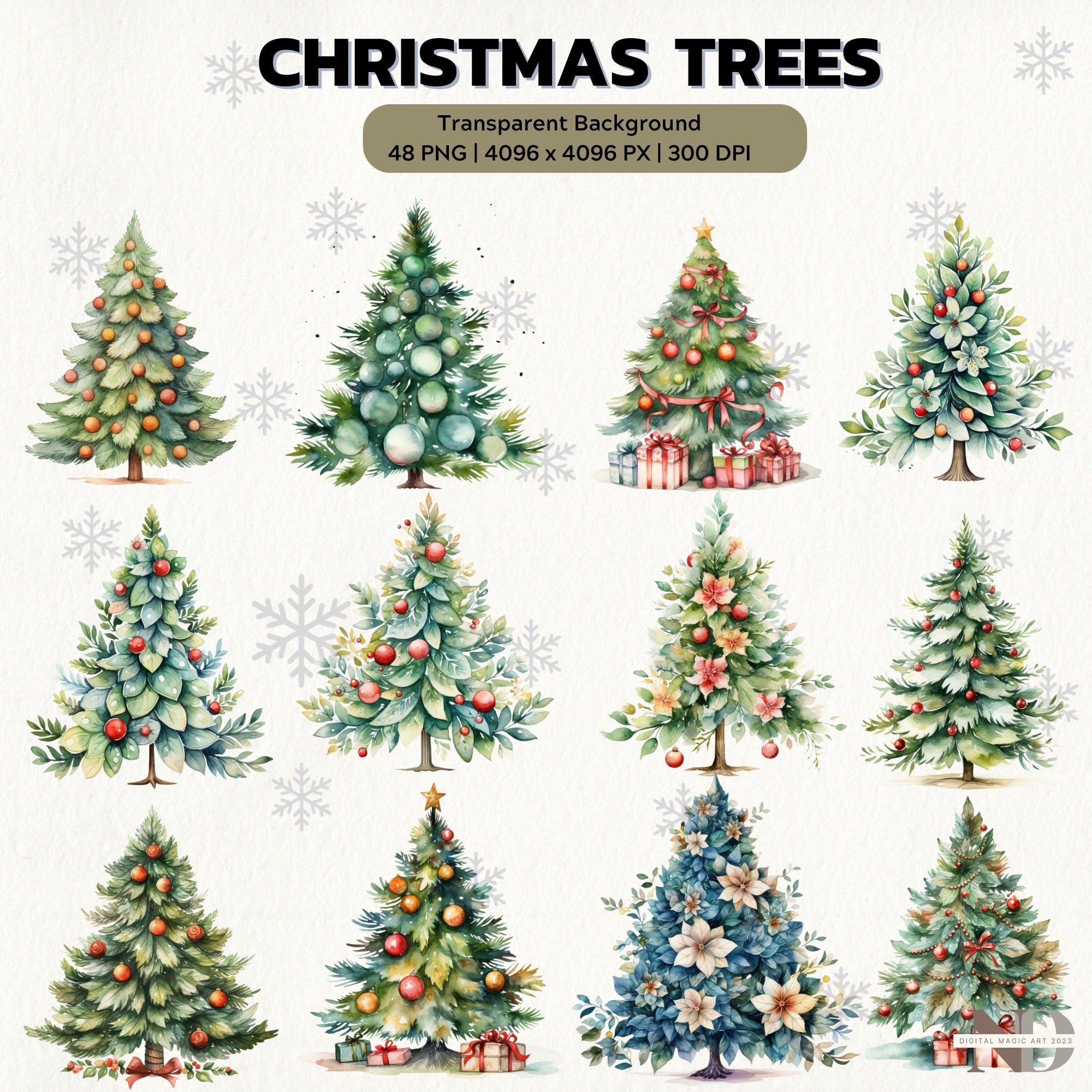 Watercolor Christmas Tree Clipart Tree PNG Christmas Decor Christmas ...