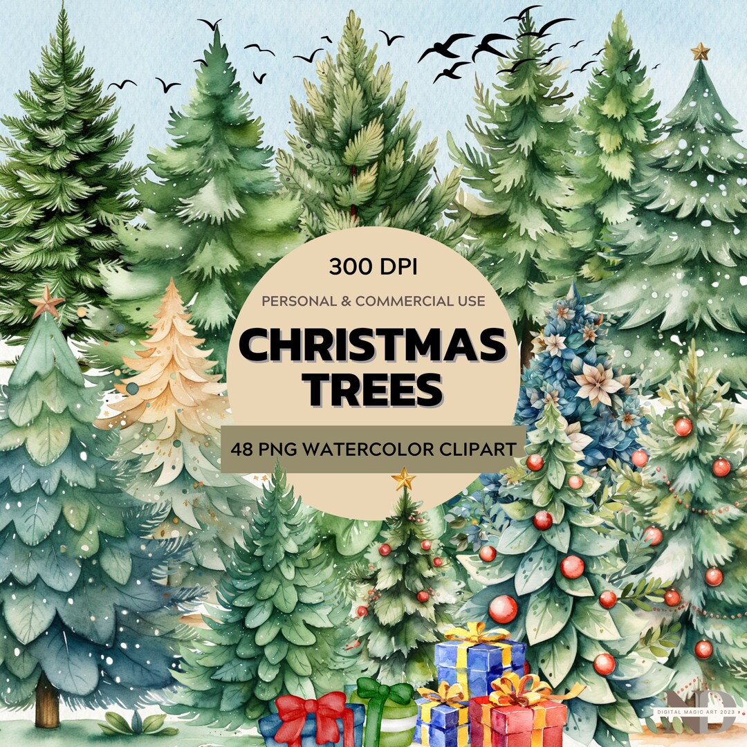 Watercolor Christmas Tree Clipart Tree PNG Christmas Decor Christmas ...
