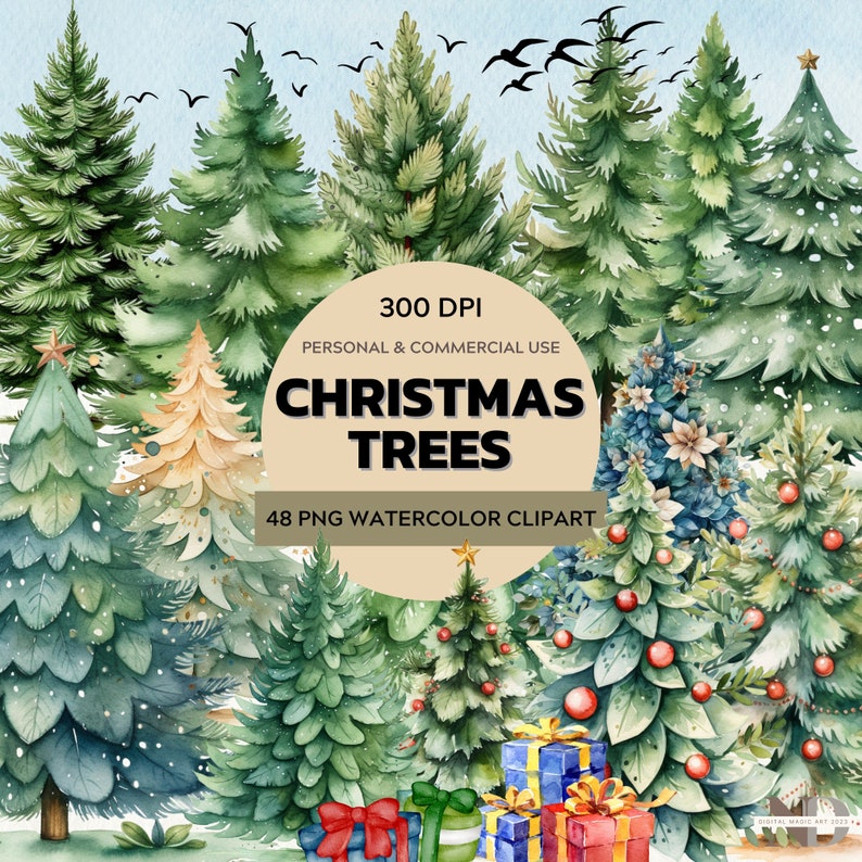Watercolor Christmas Tree Clipart Tree PNG Christmas Decor Christmas ...