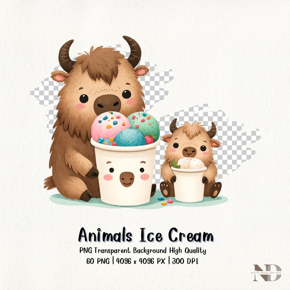 Animals Ice Cream Clipart Woodland Animals Mother's Day Clipart Summer ...