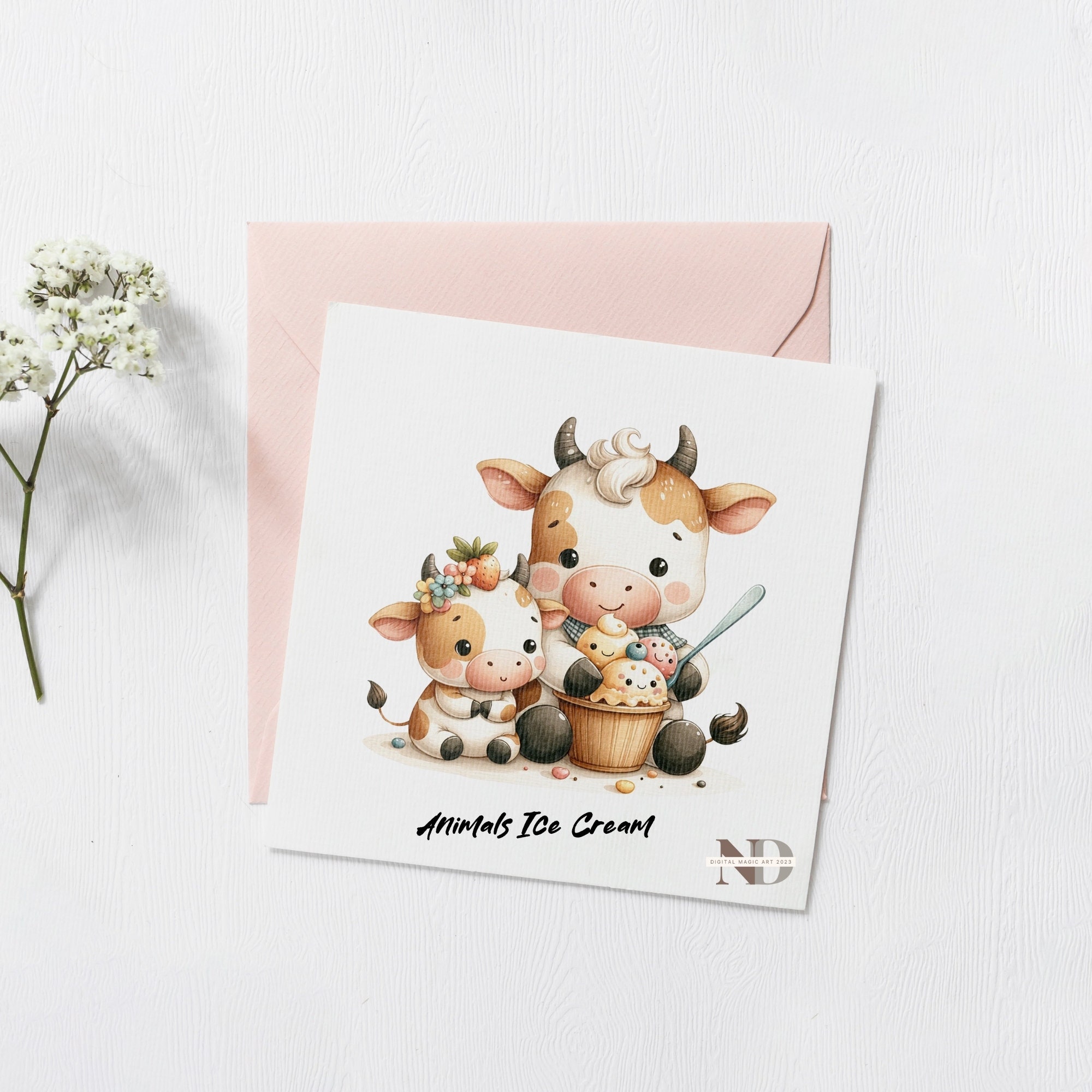 Animals Ice Cream Clipart Woodland Animals Mother's Day Clipart Summer ...