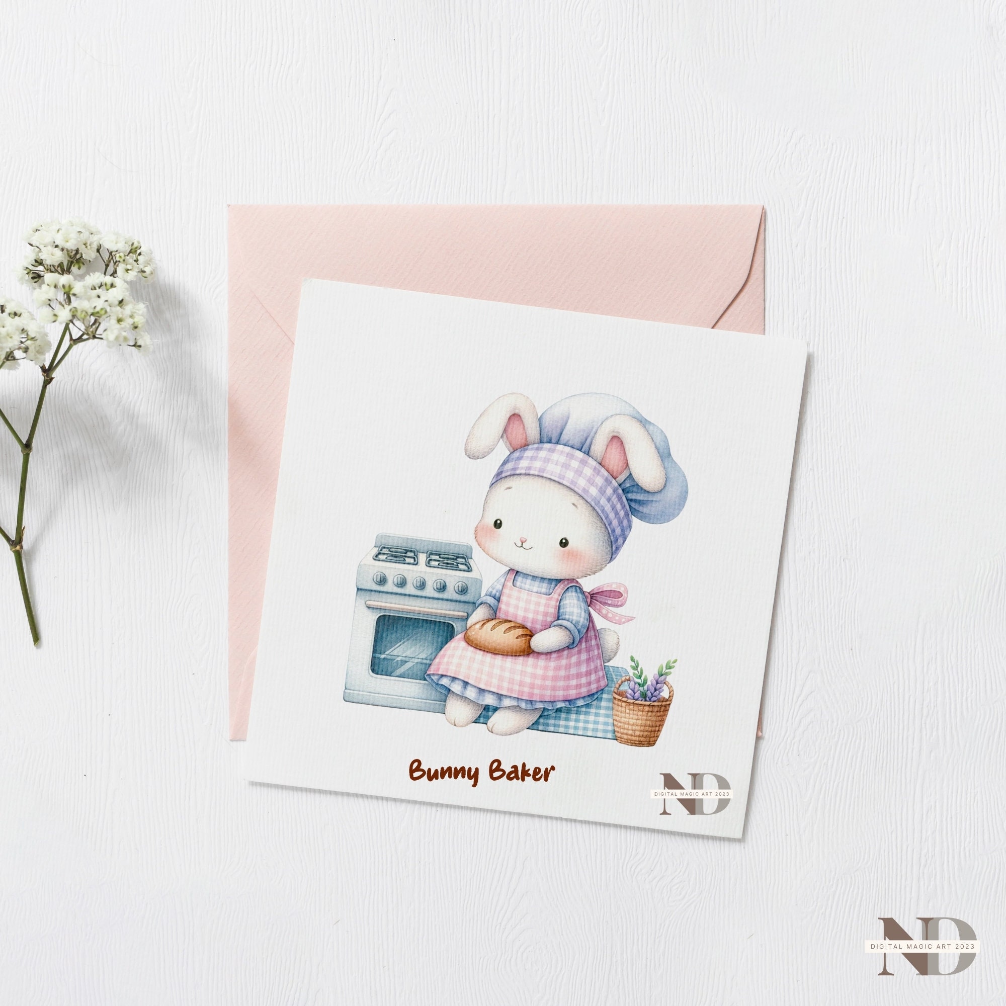 Watercolor Bunny Baker Clipart Cute Bunny PNG Bekery Clipart Bunny ...