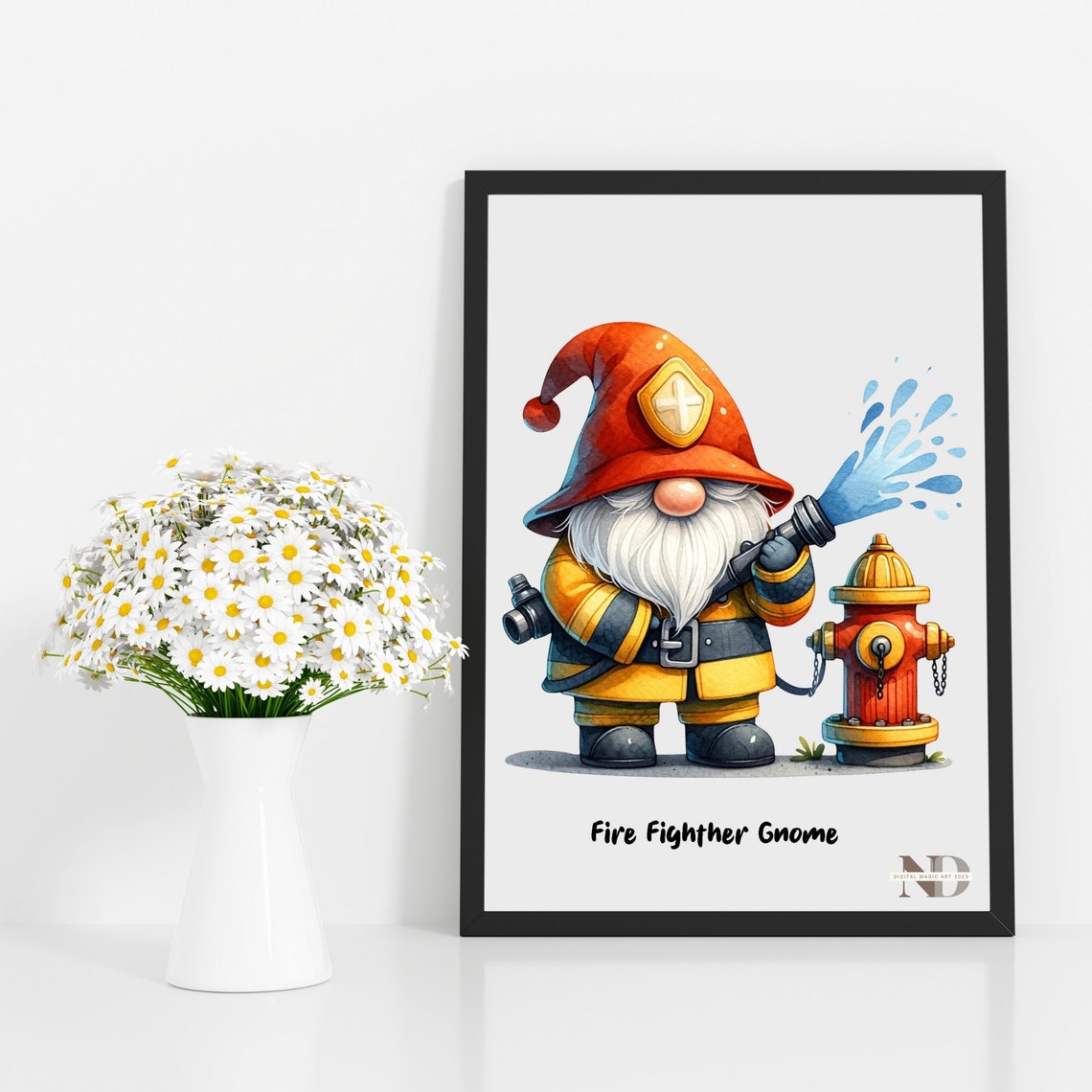Watercolor Firefighter Gnome Clipart Firefighter PNG Cute Gnome Clipart ...