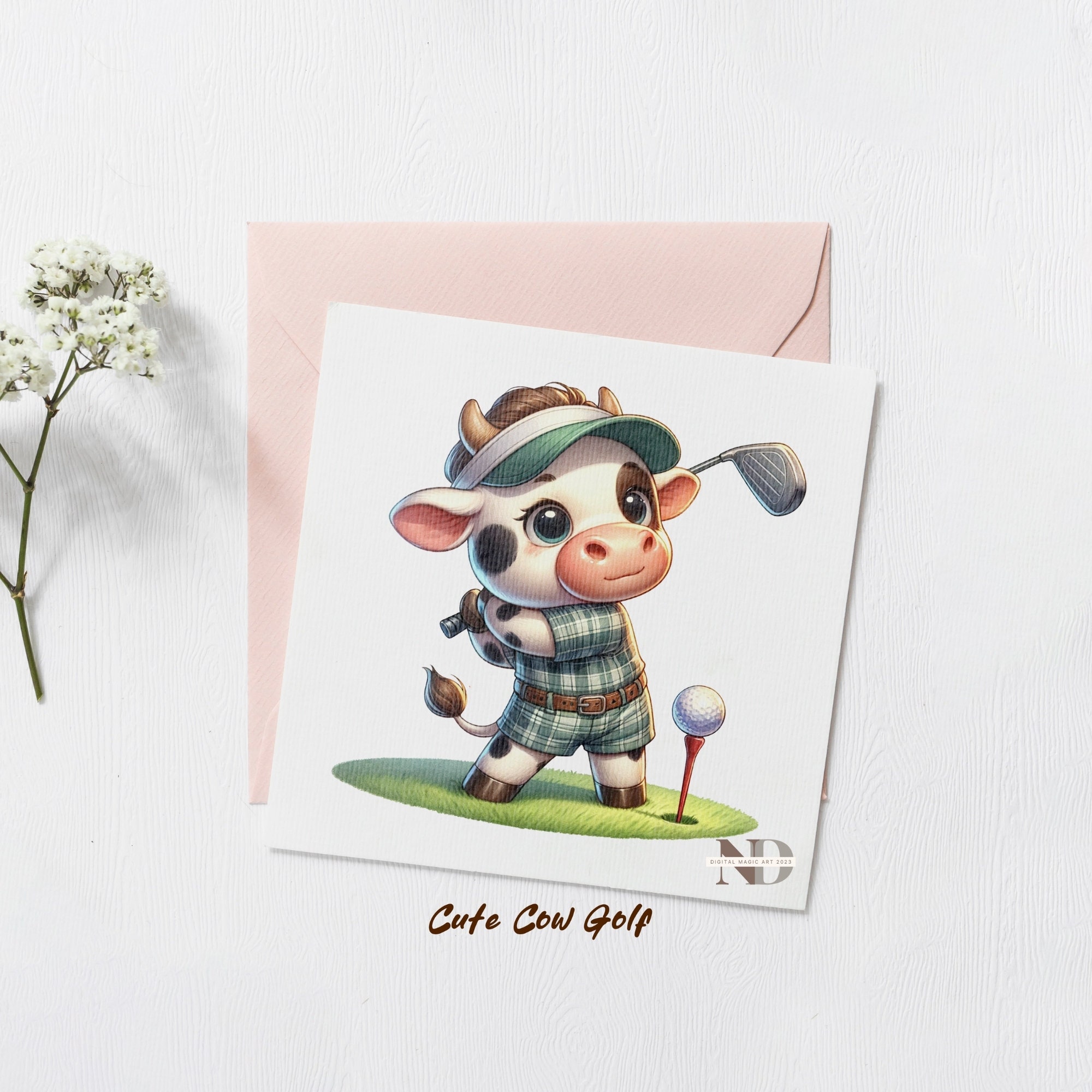 Watercolor Golf Clipart Golf Cow Player PNG Cow Clipart Game Day PNG ...