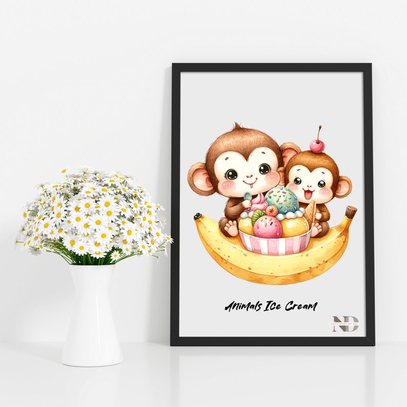 Animals Ice Cream Clipart Woodland Animals Mother's Day Clipart Summer ...