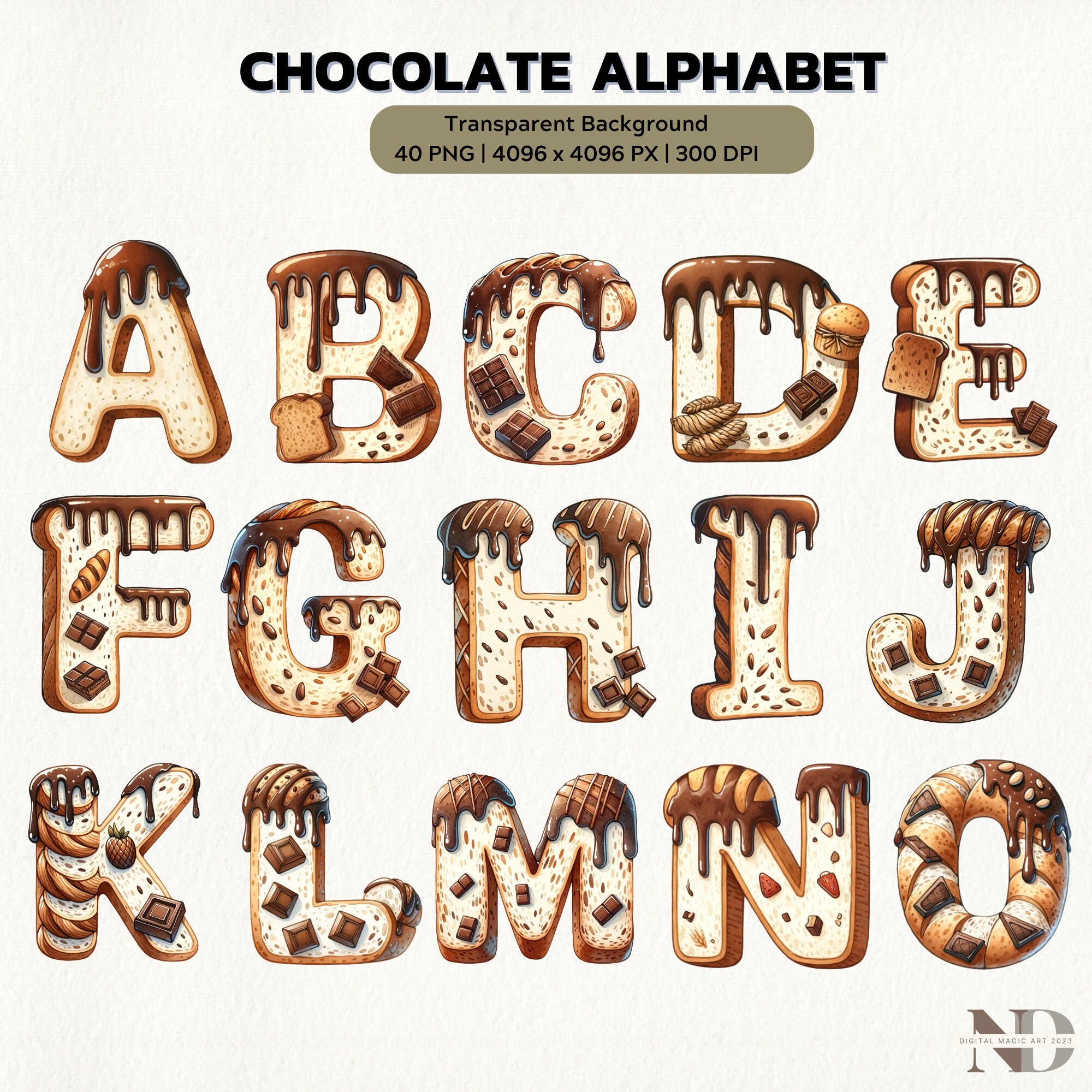 Chocolate Alphabet and Numbers Clipart Chocolate Alphabet PNG Letter ...