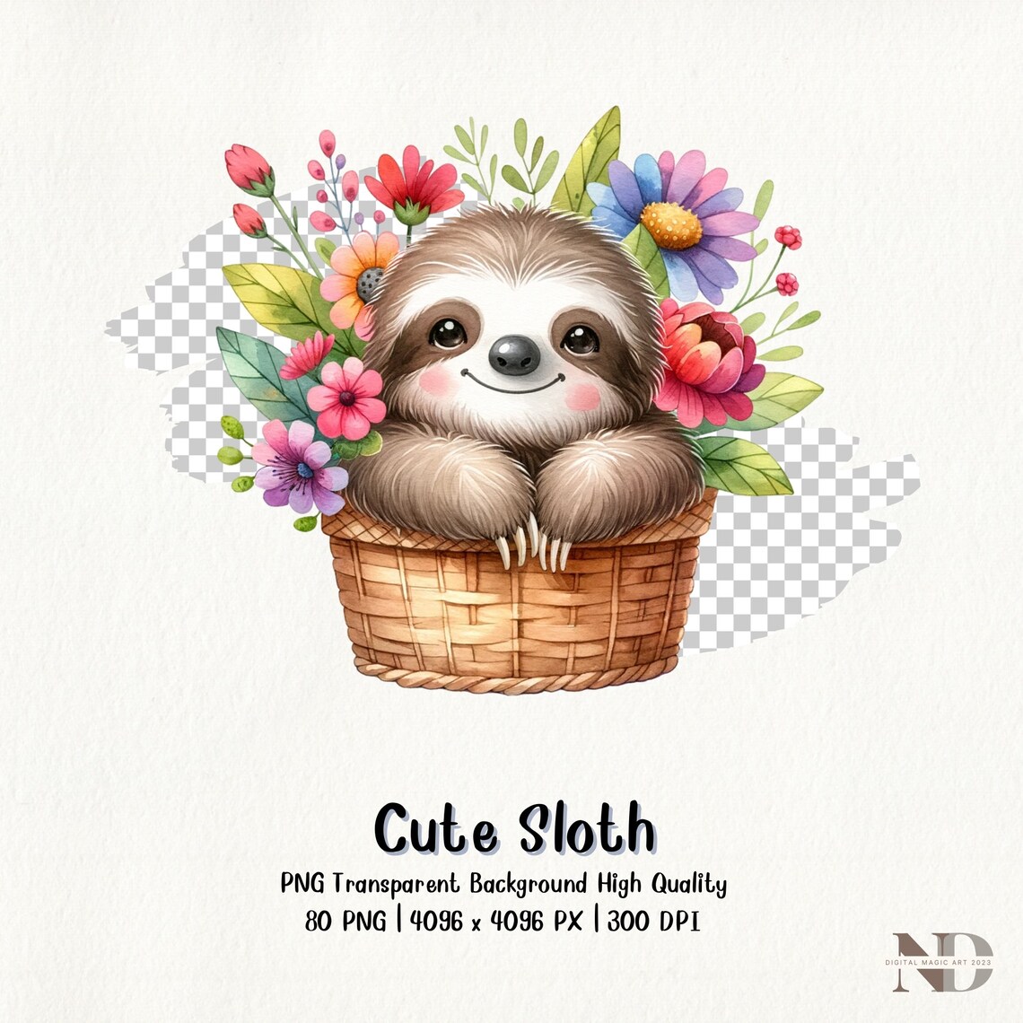 Watercolor Cute Sloth Clipart Sloth PNG Baby Sloth Clipart Cute Animal ...