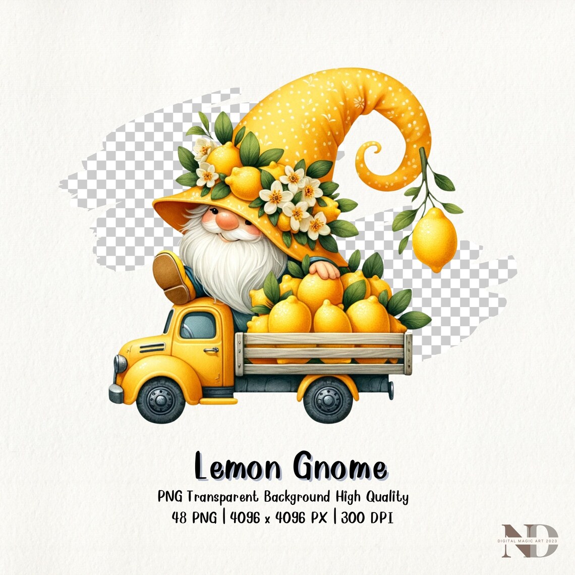 Watercolor Lemon Gnome Clipart Cute Gnome PNG Lemon Clipart Spring ...
