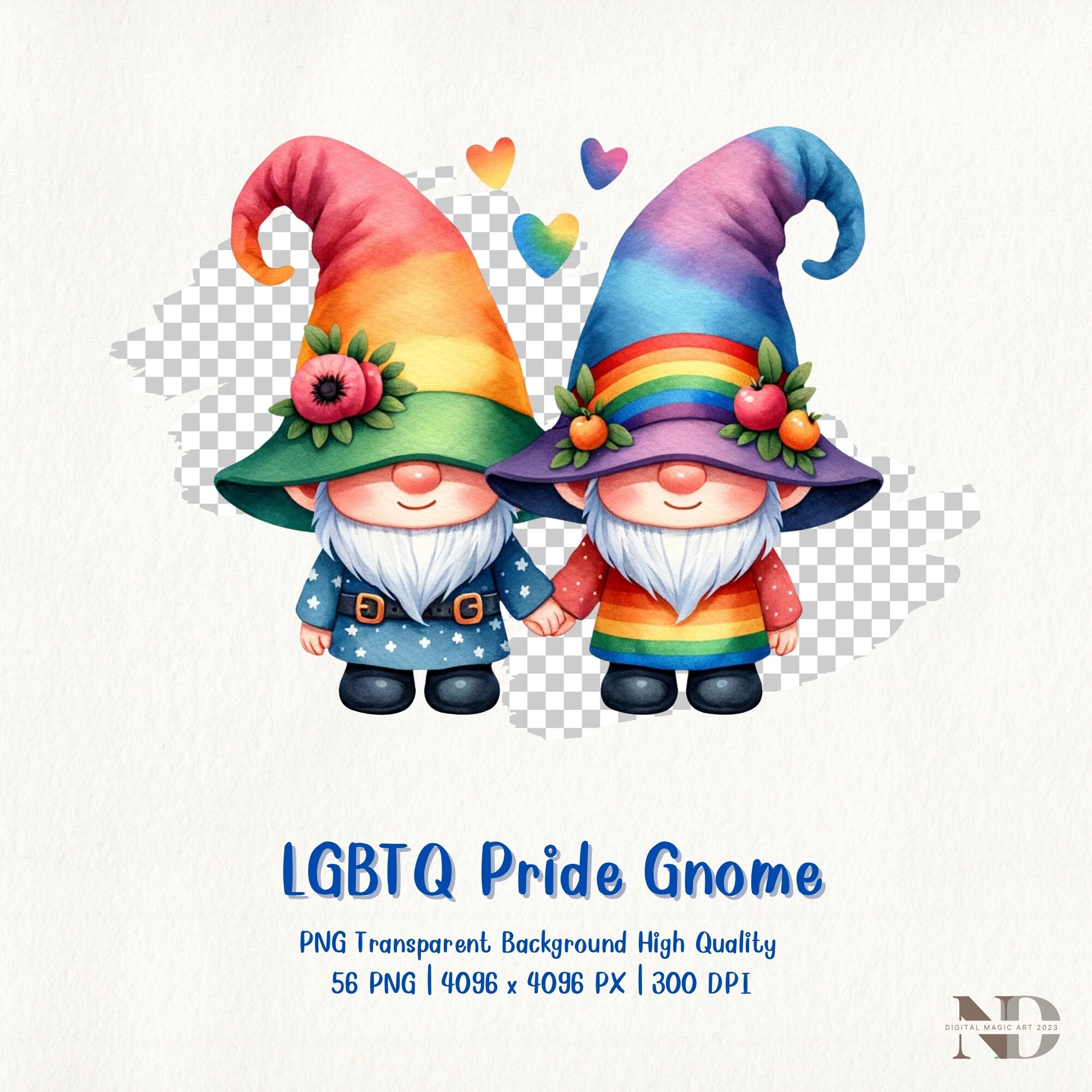 Watercolor LGBTQ Pride Gnome Clipart Rainbow Gnome PNG Couple Gnome ...