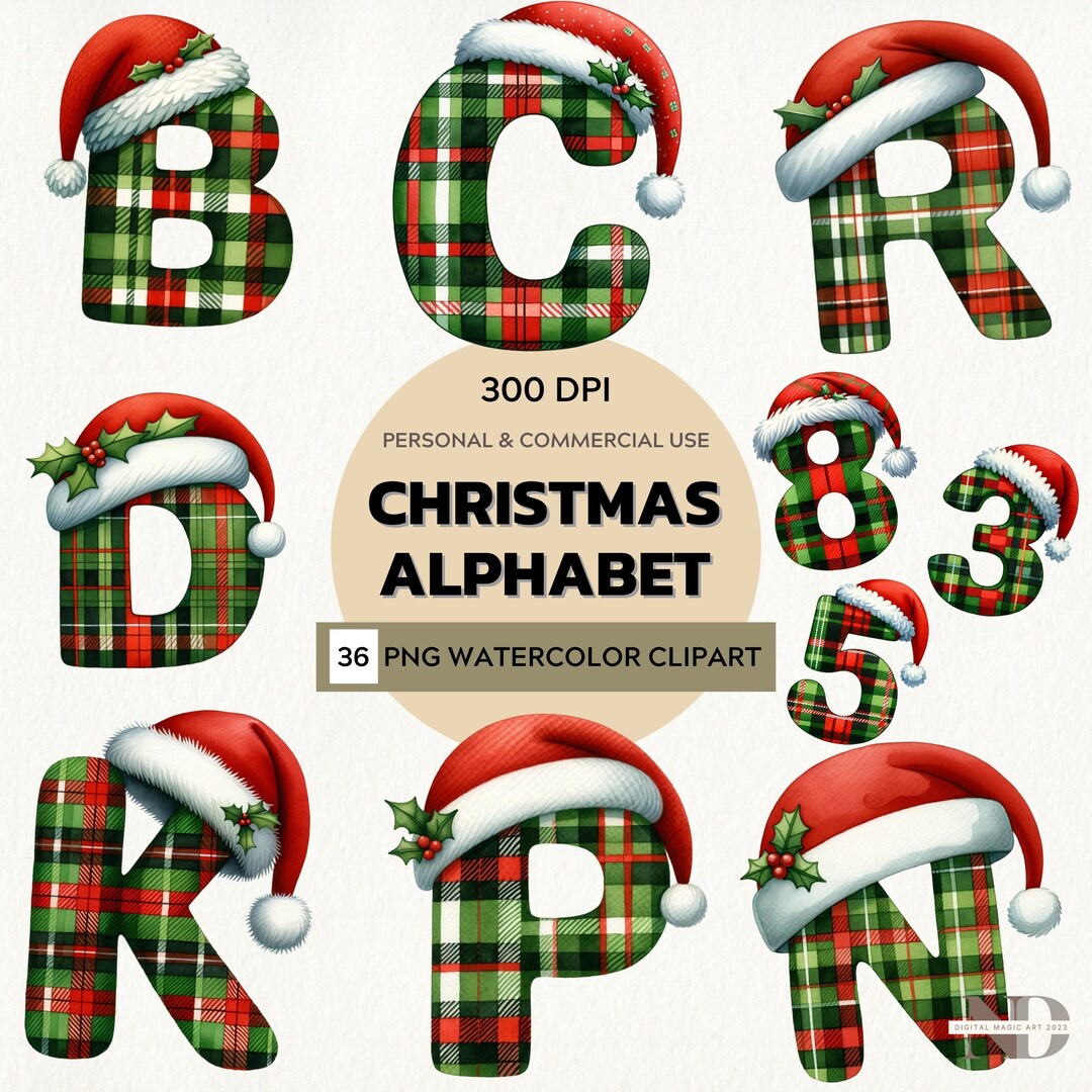 Christmas Alphabet and Numbers Clipart Christmas Alphabet PNG Letter ...