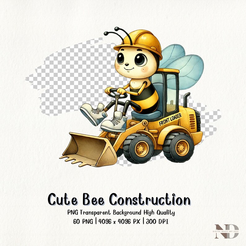 Watercolor Construction Bee Clipart Construction Vehicle Clipart ...