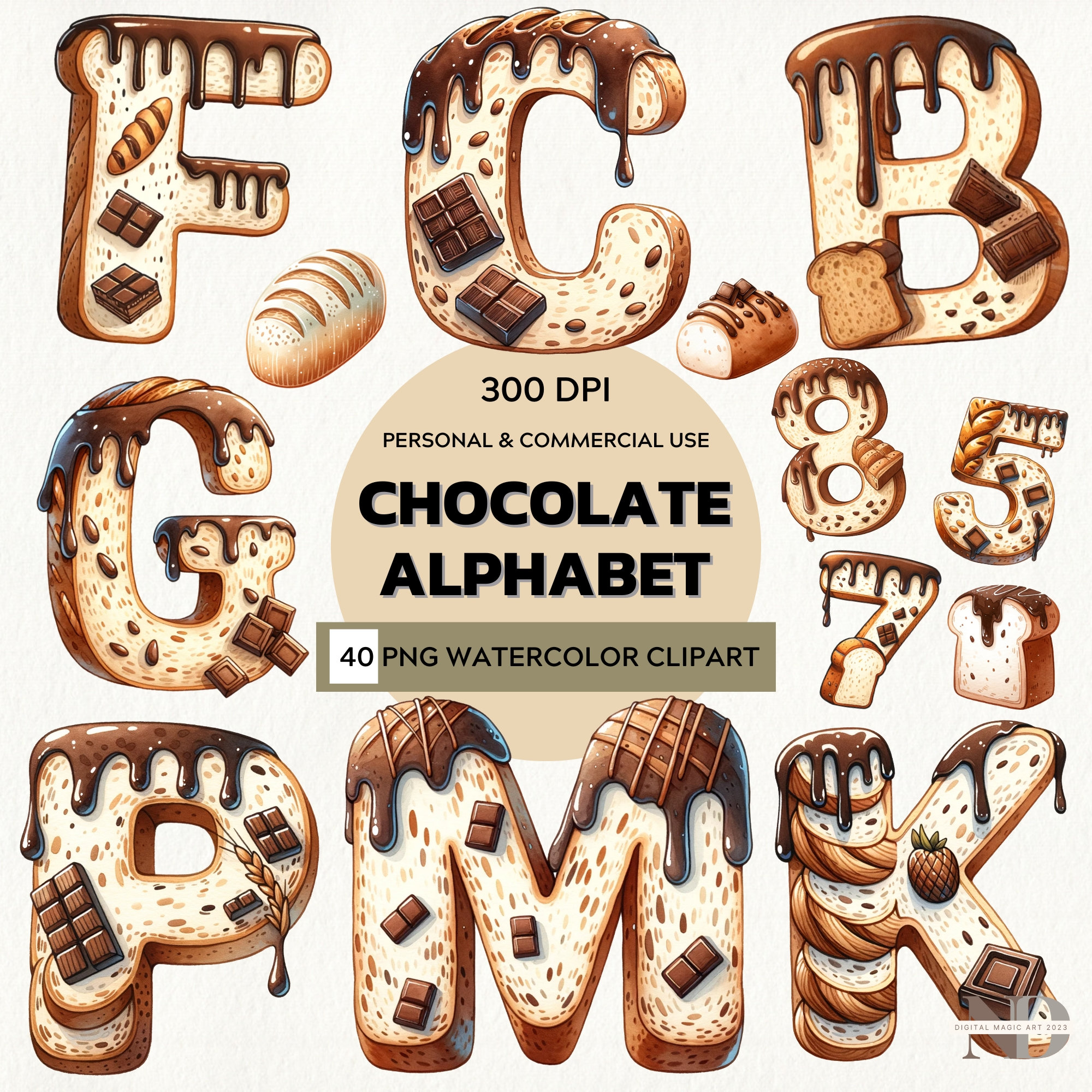 Chocolate Alphabet and Numbers Clipart Chocolate Alphabet PNG Letter ...