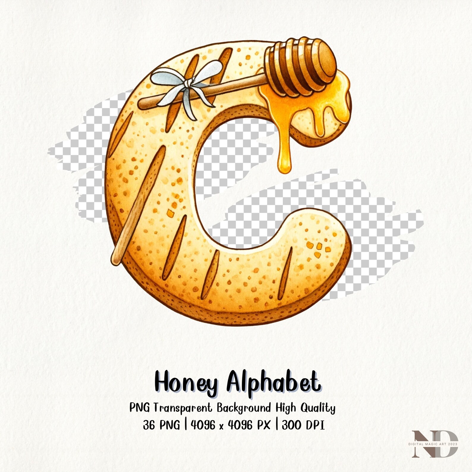 Honey Alphabet and Numbers Clipart Bread With Honey PNG Letters Bread ...