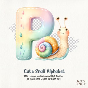 Cute Snail Alphabet and Numbers Clipart Snail Alphabet PNG Letter ...