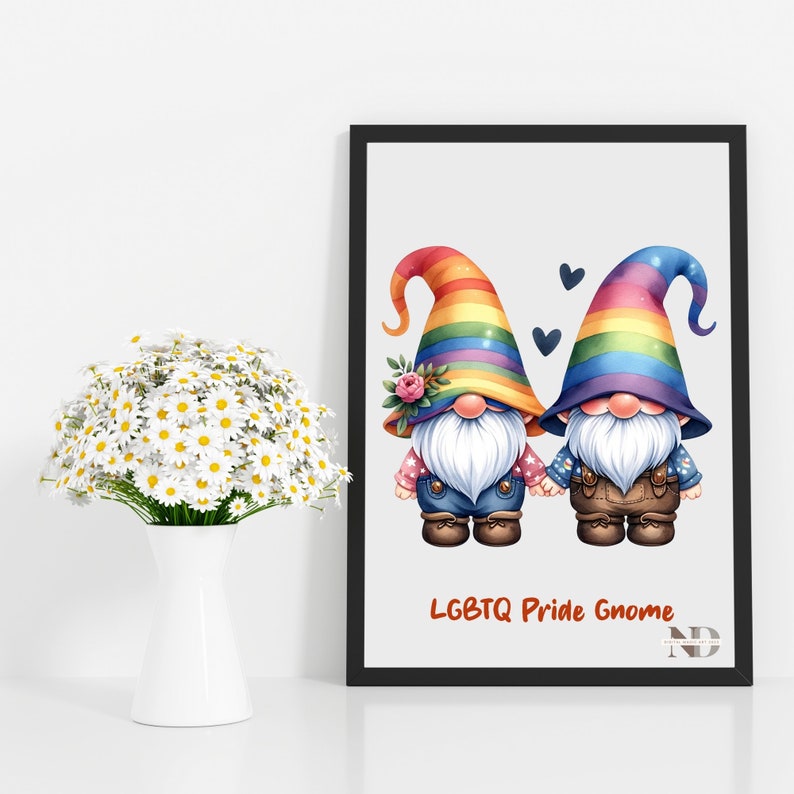Watercolor LGBTQ Pride Gnome Clipart Rainbow Gnome PNG Couple Gnome ...