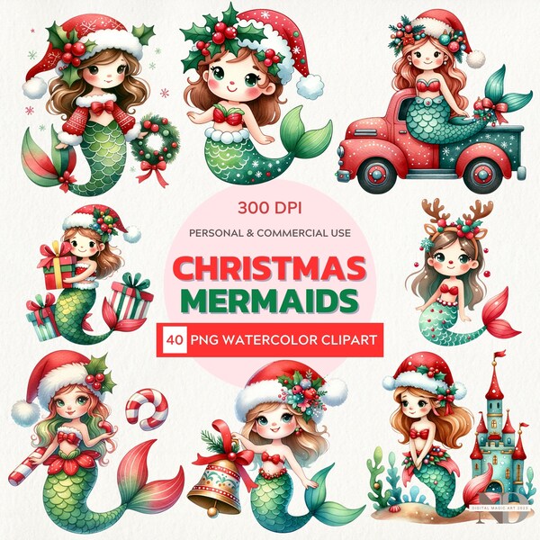 Mermaid Clipart - Etsy